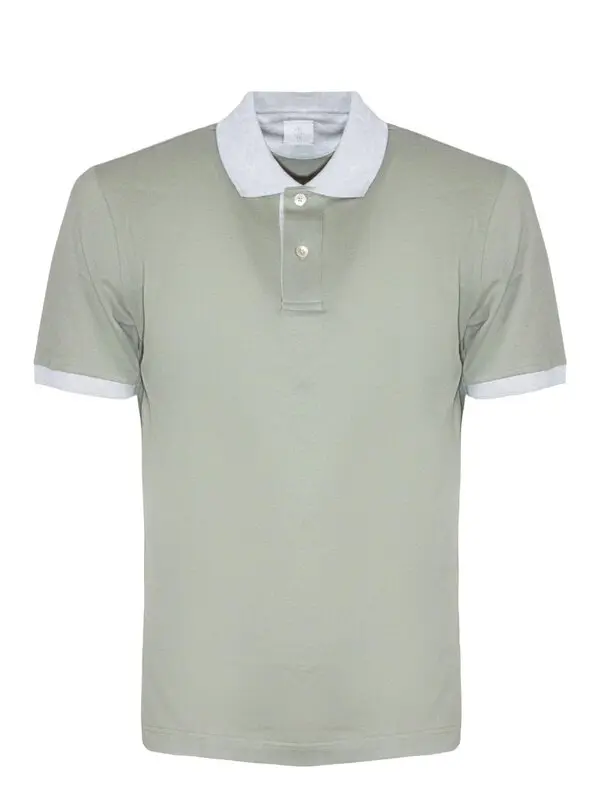 Eleventy Contrast-collar Polo Shirt - Gray