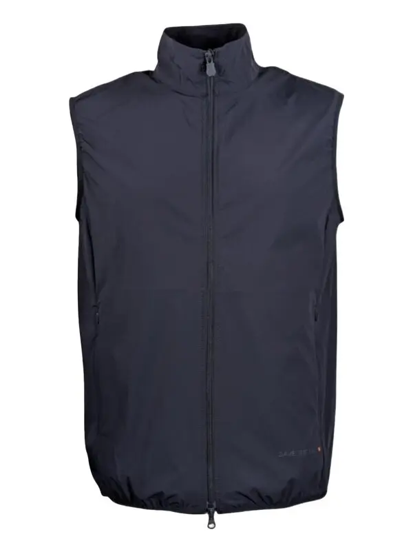 SAVE THE DUCK Sleeveless Zipper Vest With Stand-up Collar - Black