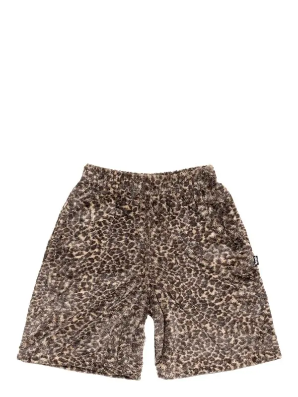 StÜssy Leopard Print Plush Shorts - Brown