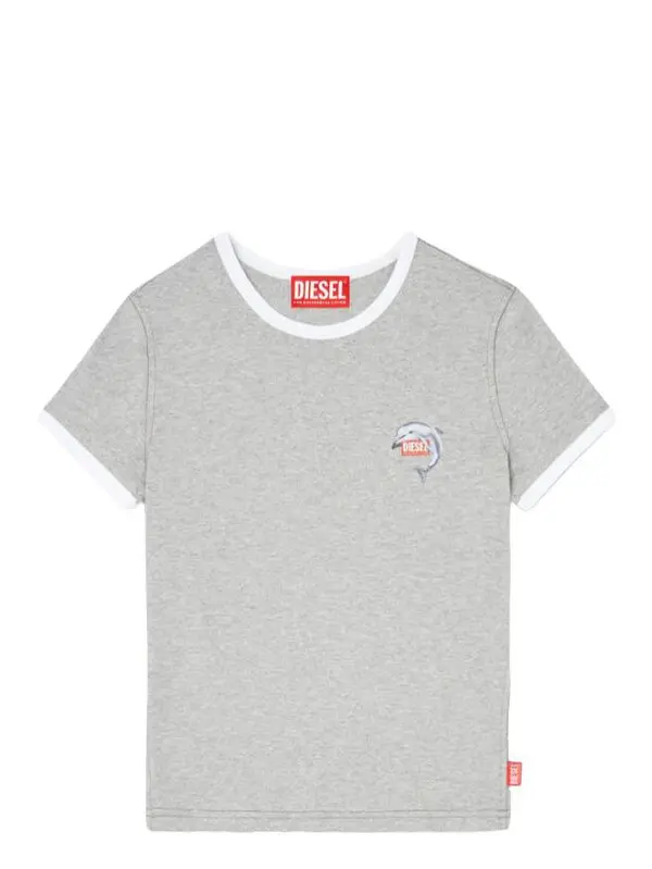 DIESEL® Dolphin Motif Ringer T-shirt - Grey
