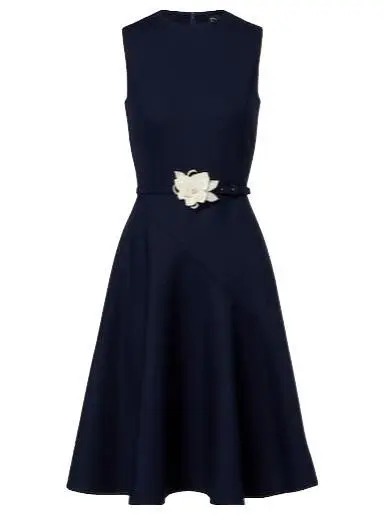 Oscar De La Renta Belted Wool-blend Midi Dress - Black