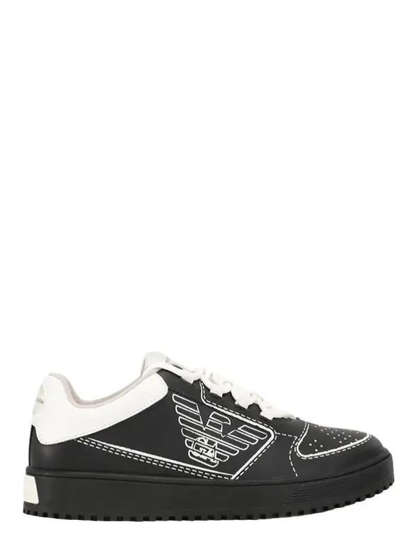 Emporio Armani Logo Strap-up Casual Sneakers - Black