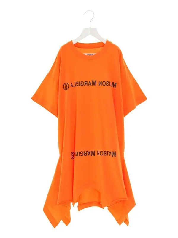 MAISON MARGIELA Logo Printed T-shirt Dress - Orange