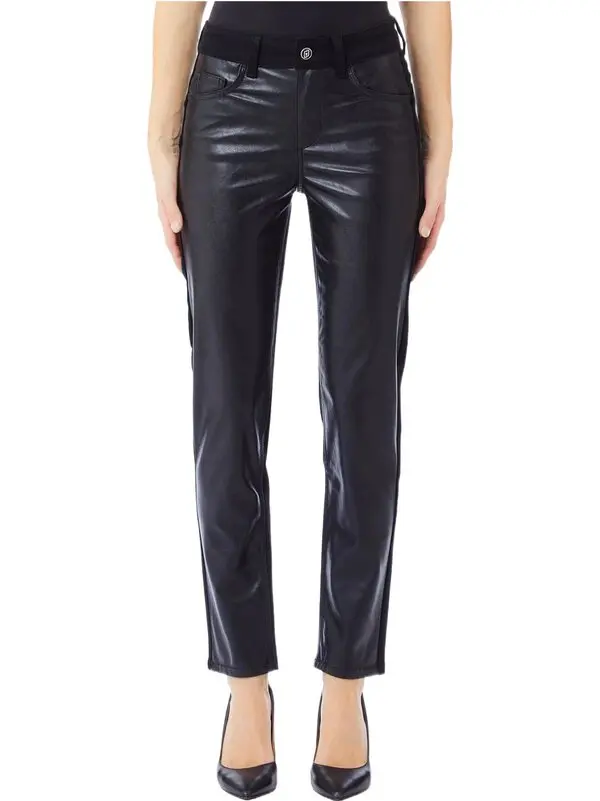 Liu Jo Faux Leather Slim Fit Trousers - Black
