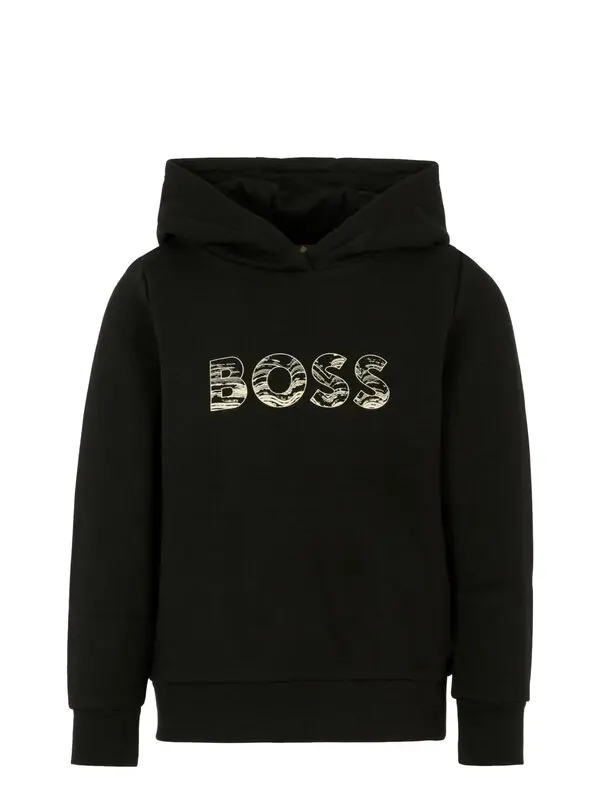Hugo Boss Graphic Print Hooded Sweatshirt - Black