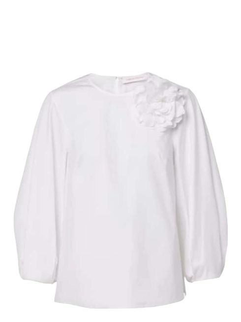 Carolina Herrera Floral Appliqué Cotton-blend Blouse - White