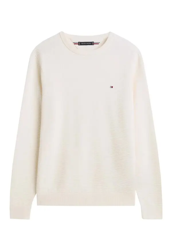 Tommy Hilfiger Textured Knit Crew Neck Jumper - Ivory