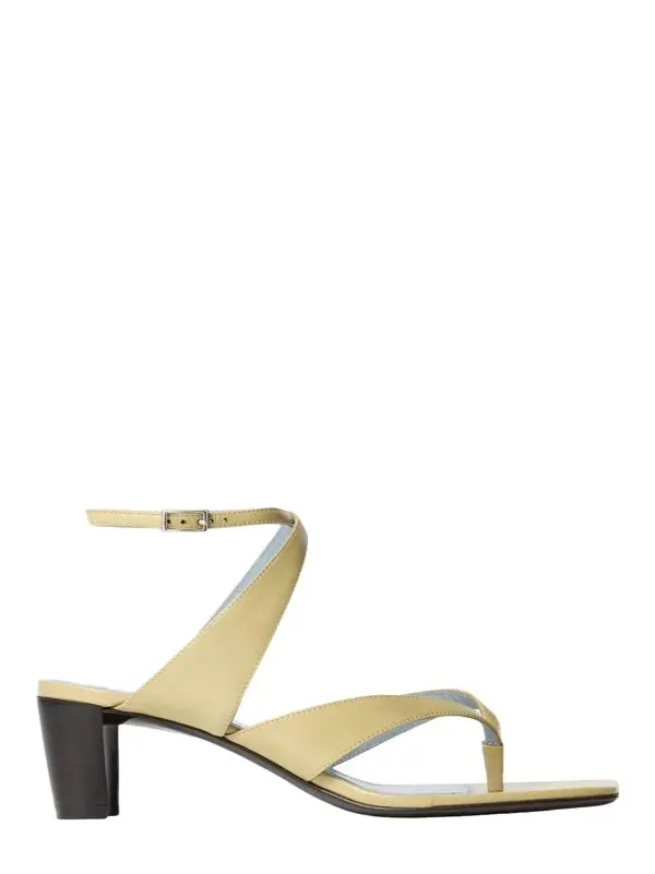 LEMAIRE Thong Heeled Sandals In Shiny Calfskin Leather - Lime Shell