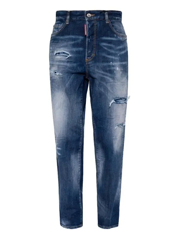 Dsquared2 Distressed High-waisted Jeans - Blue