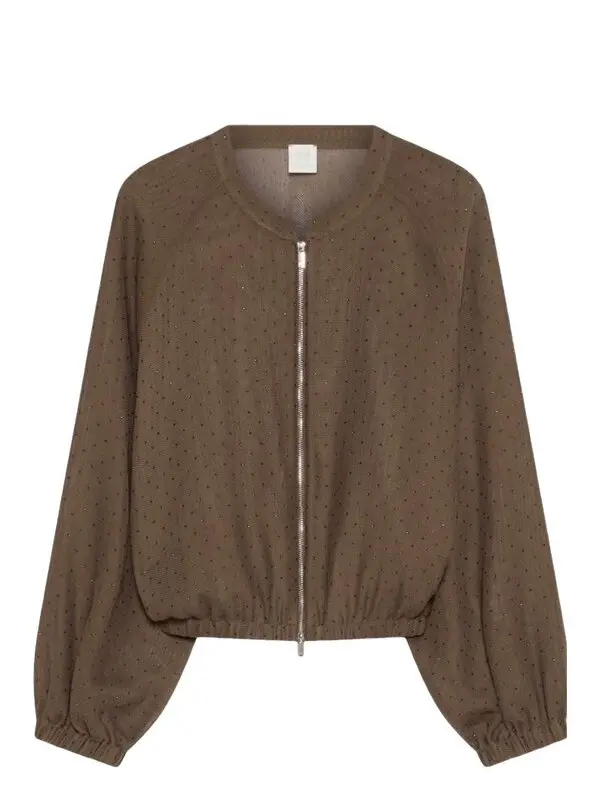 Marella Oversized Bomber Jacket With Micro-rhinestone Detail - Brown