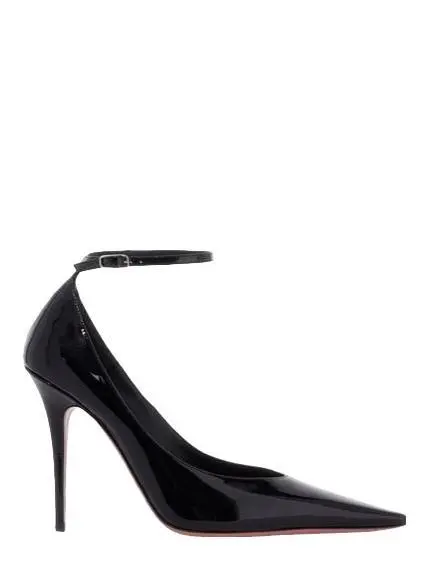 Amina Muaddi Pointed High Heel Ankle Strap Pumps - Black