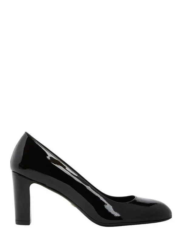 STUART WEITZMAN Almond Toe Block Heel Pumps - Black