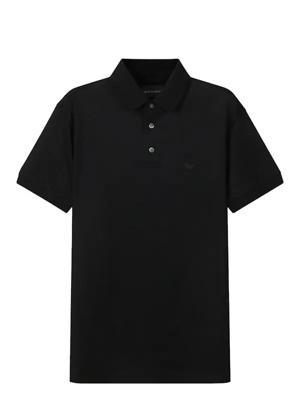 Emporio Armani Logo Printed Short-sleeved Polo Shirt - Black