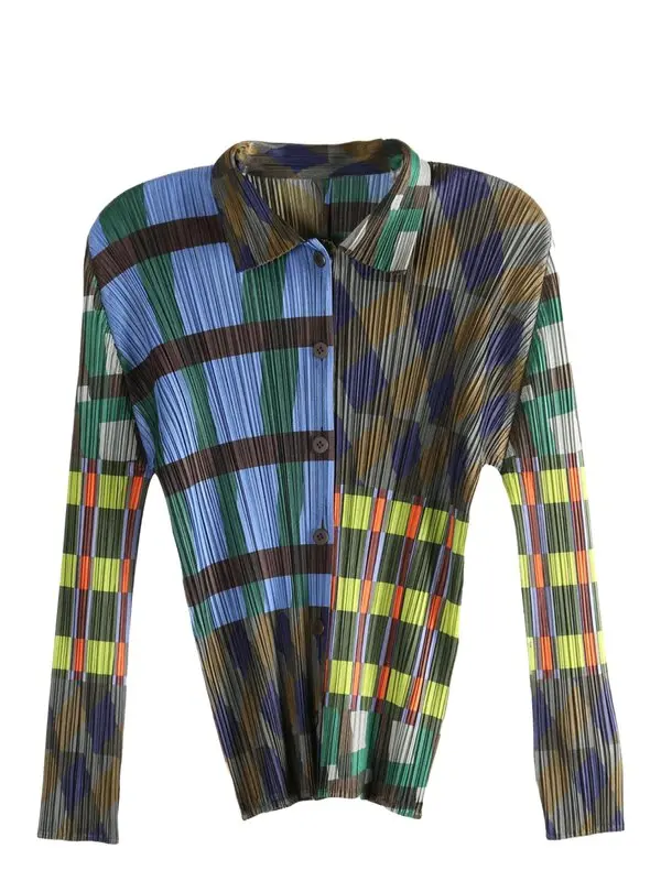 Issey Miyake Geometric Print Pleated Shirt - No