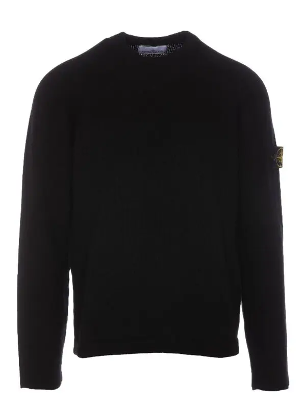 Stone Island Compass-motif Wool-blend Jumper - Black