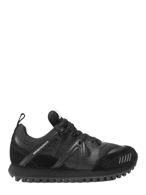 Emporio Armani Round Toe Lace-up Casual Shoes - Black