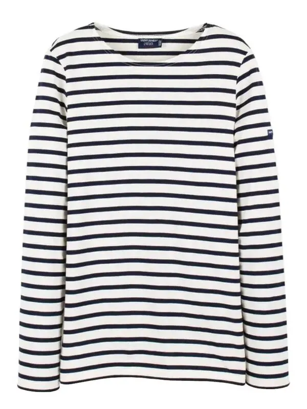 Saint James Striped Crewneck T-shirt - White