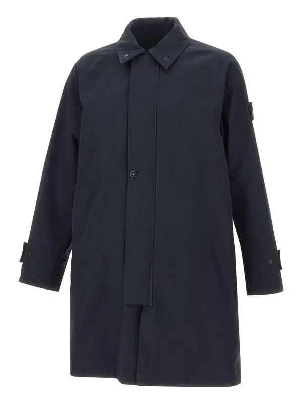 Stone Island Long-sleeved Casual Jacket With Classic Collar - Blue
