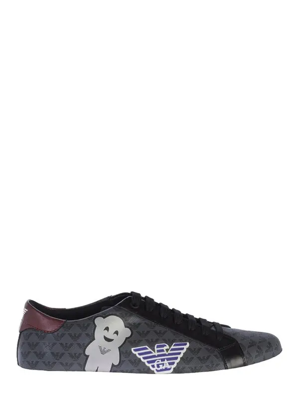 Emporio Armani Low Top Sneakers With Graphic Detailing - Black