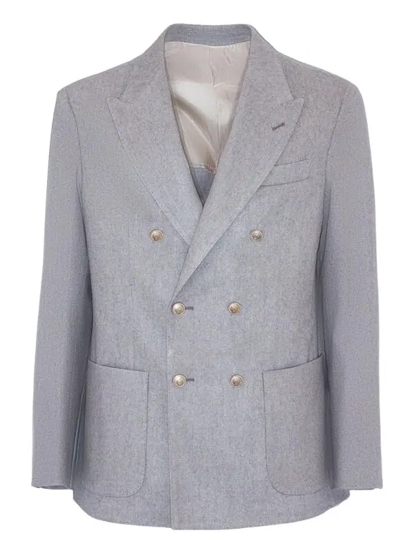 Eleventy Double-breasted Jacket With Patch Pockets - Gray