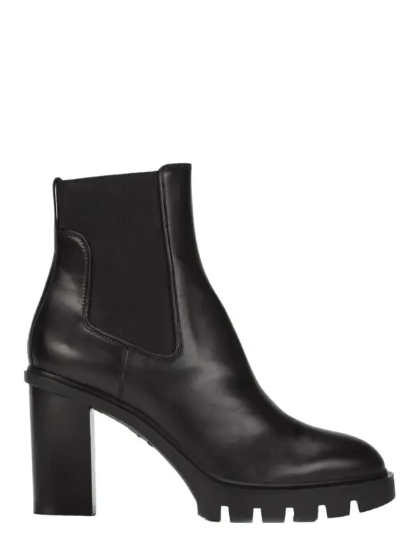 Santoni Round Toe High Heel Ankle Boots - Black
