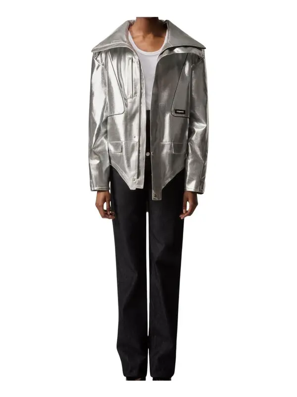 Coperni Long Sleeve Jacket With Detachable Logo Detail - Silver