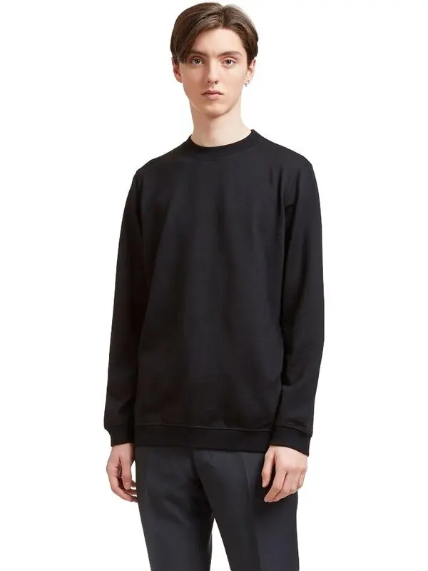 AIEZEN Slim Fit Wool Blend Crew Neck Sweatshirt - Black