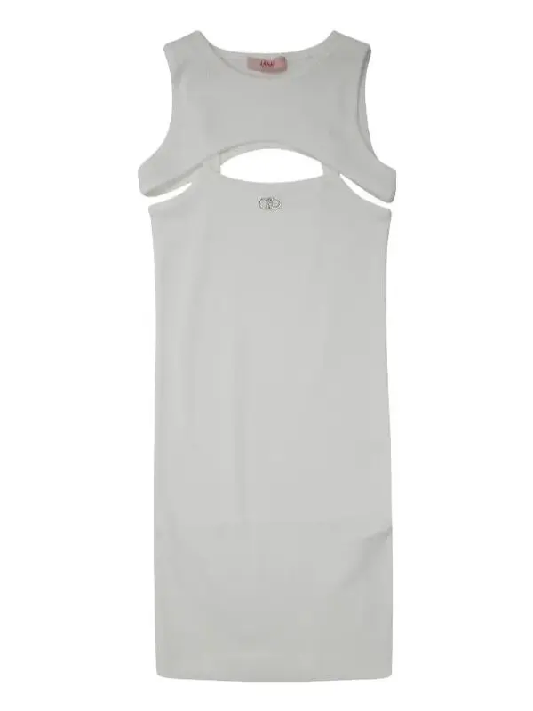 Liu Jo Sleeveless Cut-out Ribbed Knit Dress - White
