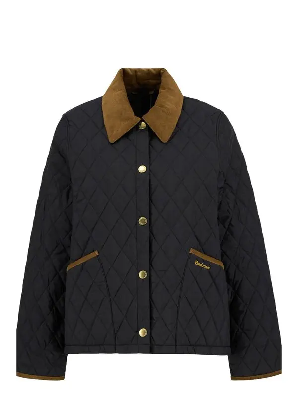 Barbour Quilted Cropped Jacket With Classic Collar - Black