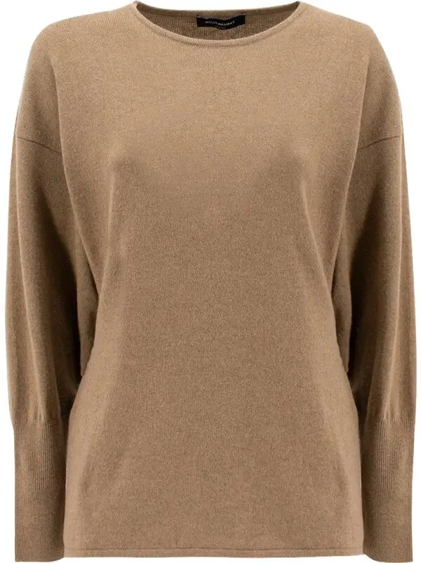 Fabiana Filippi Long-sleeved Crewneck Jumper With Slit Detailing - Brown