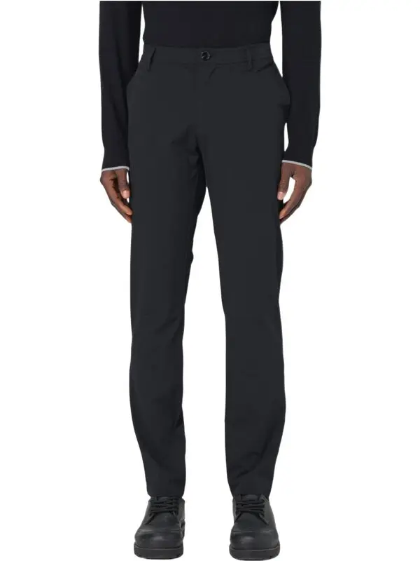 Armani Exchange Logo Plaque Straight-leg Chinos - Black