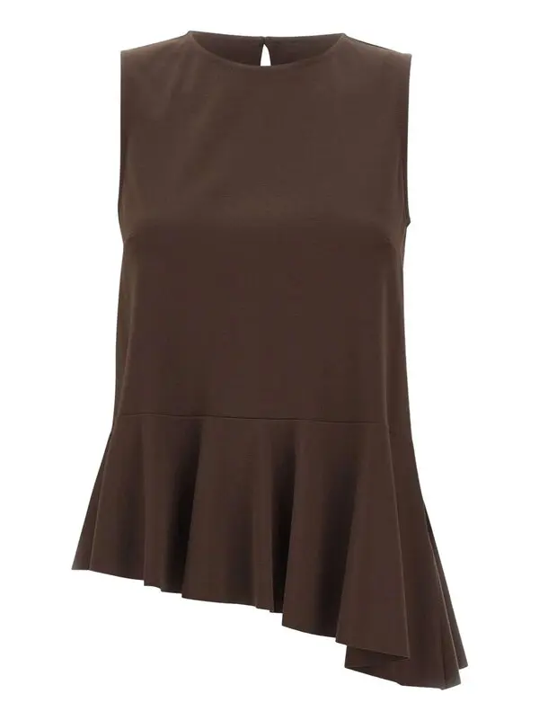 KAOS Sleeveless Top With Asymmetrical Ruffled Hem - Green