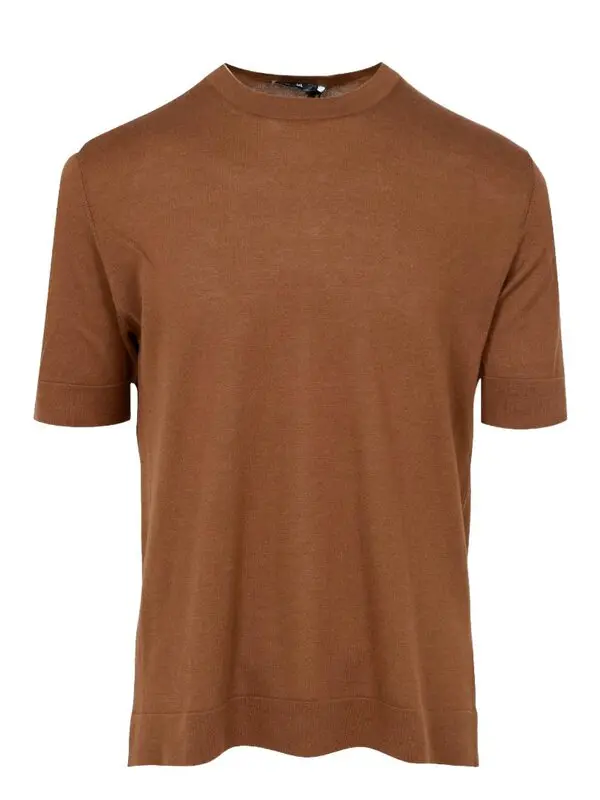 PT TORINO Cotton-silk Blend T-shirt - Brown