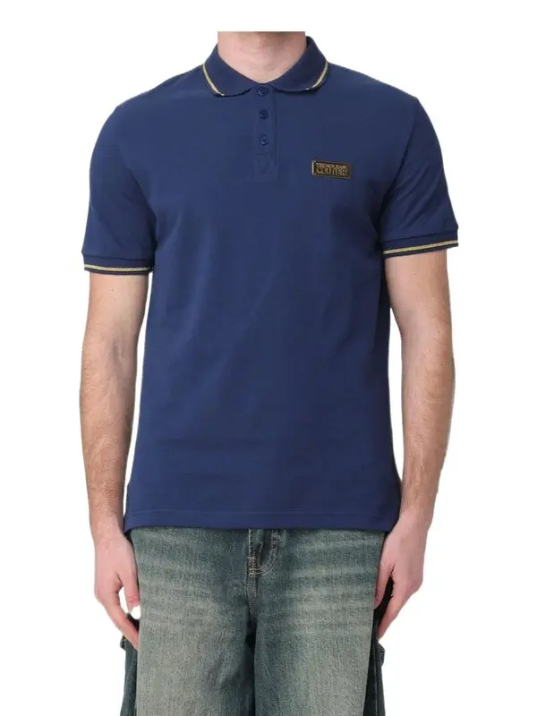 Versace Trim Plaque Polo Shirt - Blue