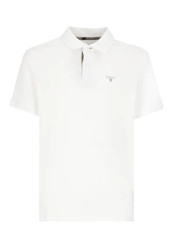 Barbour Tartan-trim Embroidered-logo Polo Shirt - White
