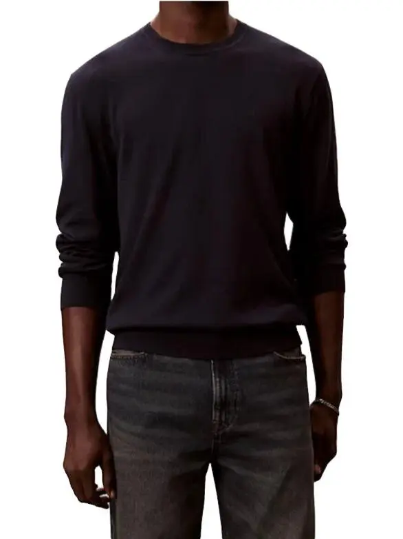 Calvin Klein Crew Neck Knitwear With Embroidered Logo - Black