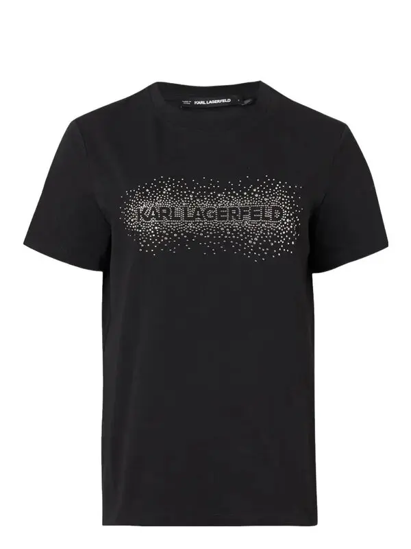 Karl Lagerfeld Rhinestone Embellishment Crewneck T-shirt - Black