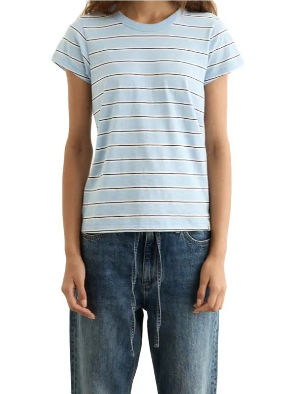 Rag & Bone Slub Stripe T-shirt - Light Blue