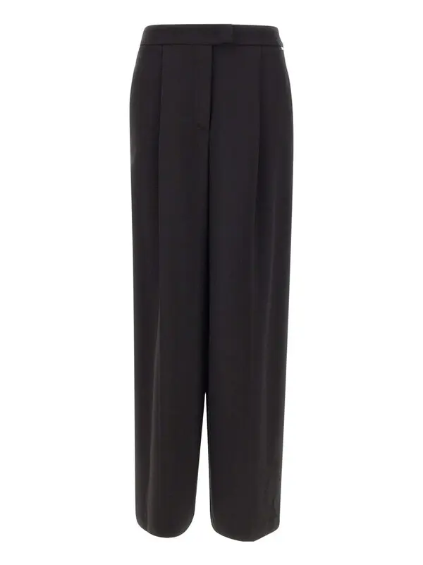 KAOS Pleated Front Wide Leg Trousers - Black