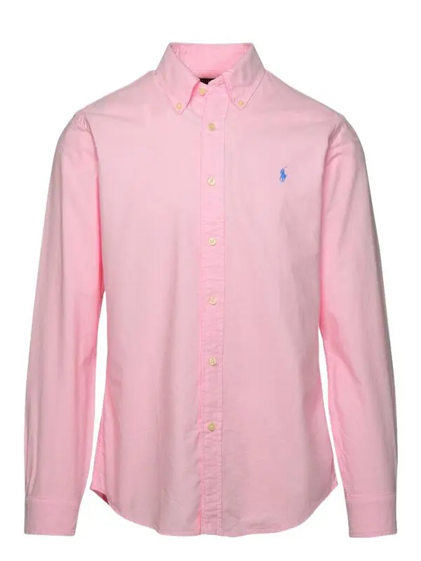 Polo Ralph Lauren Logo Embroidered Buttoned Shirt - Pink