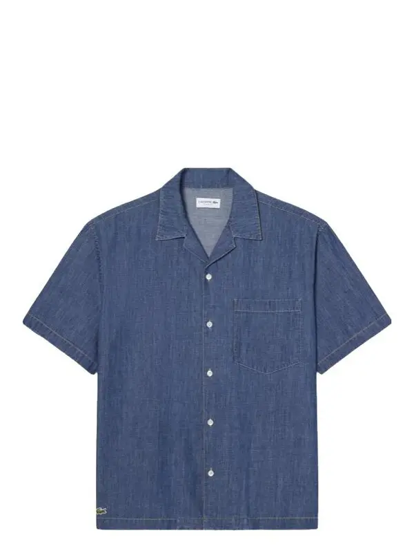 Lacoste Relaxed Fit Open Neck Denim Shirt - Blue