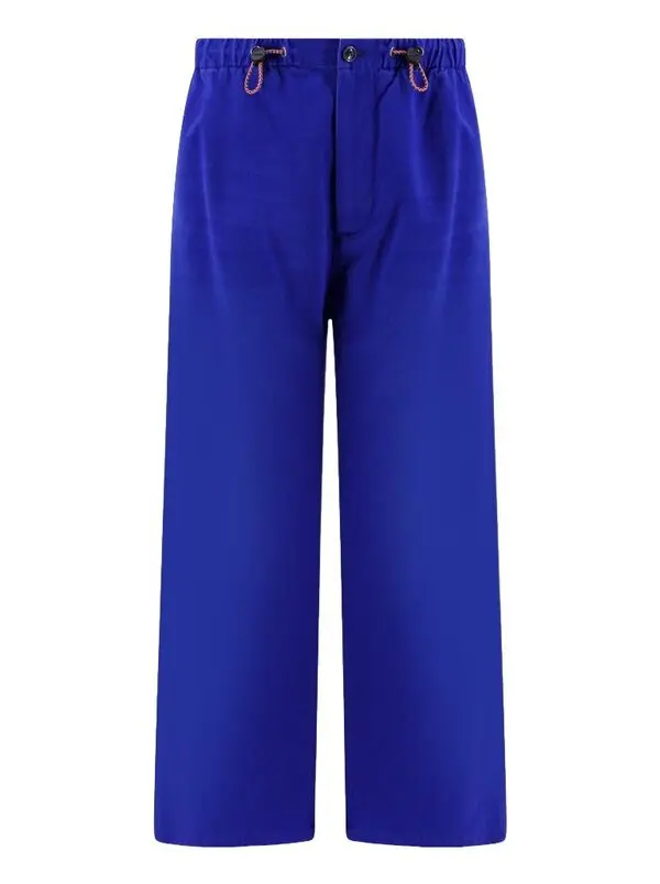 Gucci Military Twill Cotton Logo Embroidery Pants - Blue