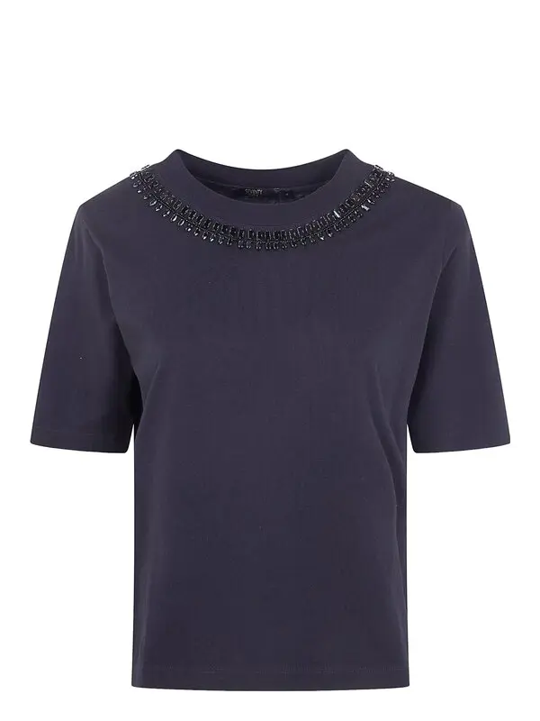 Seventy Embellished Neck T-shirt - Black