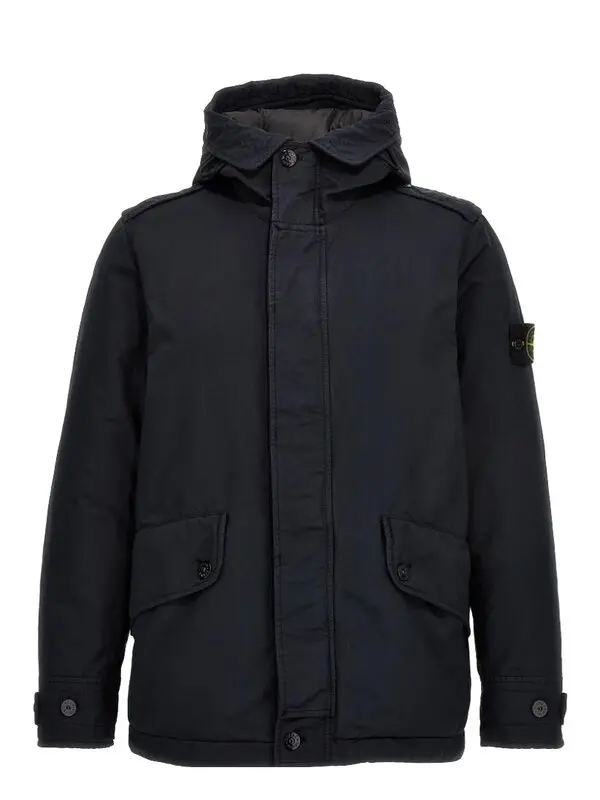 Stone Island High-neck Hooded Jacket - Blue
