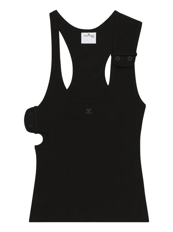 COURREGES Ribbed Cut-out Detailed Tank Top - Black