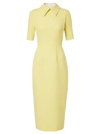 EMILIA WICKSTEAD Valletta Wool Crepe Midi Dress - Yellow