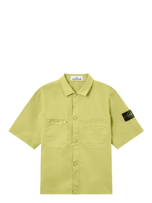 Stone Island Comfort-fit Short-sleeve Overshirt With Multiple Chest Pockets - Fern