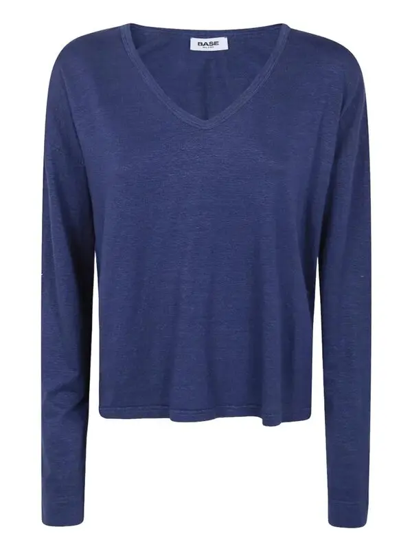BASERANGE V-neck Long Sleeve Knitwear - Blue