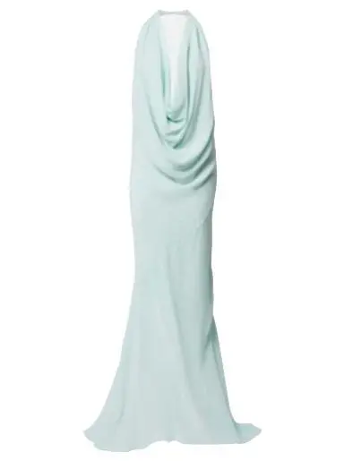 MUGLER Draped Sheer Silk Gown - Green