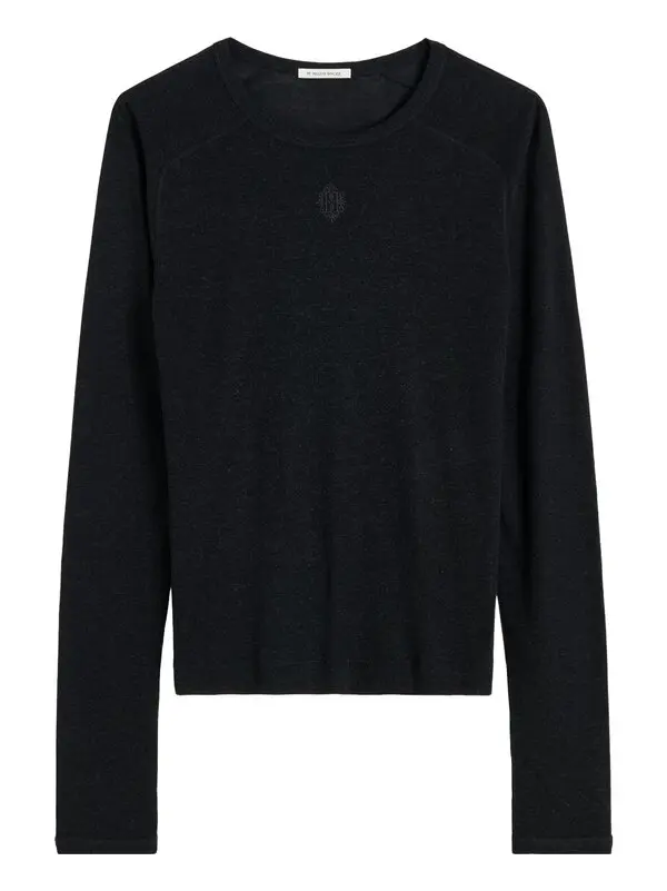 BY MALENE BIRGER Fritha Long-sleeved T-shirt With Embroidered Logo - Black